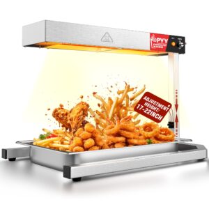 pyy food heat lamp - adjustable height food warmer with u shape base stand,commercial countertop food warming light with stand for french fries electric heating radiation,500w stainless steel silver