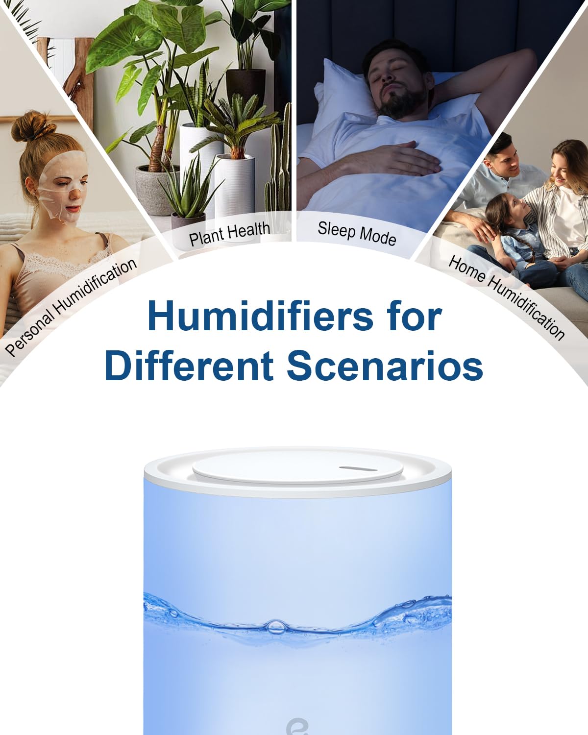 Esemoil Humidifiers for Bedroom, for Large Room, 2.5L Top Fill Cool Mist Humidifiers for Baby, Plants, Smart WiFi Air Humidifier with Diffuser and Nightlight, 28dB, 24H Long Runtime, Work with Alexa