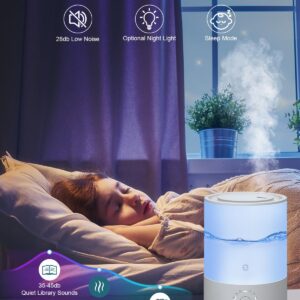 Esemoil Humidifiers for Bedroom, for Large Room, 2.5L Top Fill Cool Mist Humidifiers for Baby, Plants, Smart WiFi Air Humidifier with Diffuser and Nightlight, 28dB, 24H Long Runtime, Work with Alexa