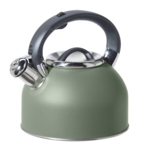 oggi tea kettle for stove top - 64oz / 1.9lt, stainless steel kettle with loud whistle, ideal hot water kettle and water boiler - sage