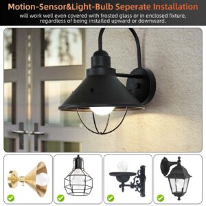 Motion Sensor Light Bulbs for Outdoor/Indoor, 10W Motion Detector LED Bulb, 120W Equivalent, A19 E26 6500K Daylight, Auto Activated Dusk to Dawn Security Lights for Basement Garage Stairs Patio