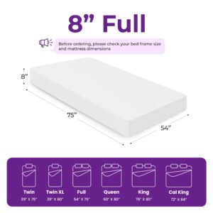 GAESTE 8 Inch Full Cooling Gel Memory Foam Mattress for Cool Sleep Medium Firm CertiPUR-US Certified Mattress in a Box Pressure Relief Removable Cover No Fiberglass (Full, 8 in)