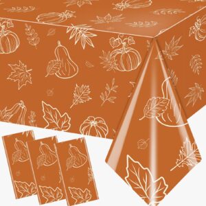 guzbewu fall plastic tablecloth,3pcs thanksgiving fall pumpkin tablecloth waterproof rectangle fall table cover for harvest autumn thanksgiving party decorations