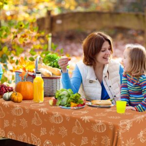 Guzbewu Fall Plastic Tablecloth,3pcs Thanksgiving Fall Pumpkin Tablecloth Waterproof Rectangle Fall Table Cover for Harvest Autumn Thanksgiving Party Decorations