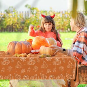 Guzbewu Fall Plastic Tablecloth,3pcs Thanksgiving Fall Pumpkin Tablecloth Waterproof Rectangle Fall Table Cover for Harvest Autumn Thanksgiving Party Decorations