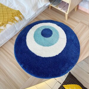 LAKEA Fluffy Evil Eye Circle Rug Carpet Plush Comfortable Handmade Bedroom Ultra Soft and Fluffy for Halloween (90x90cm 35.4inch)