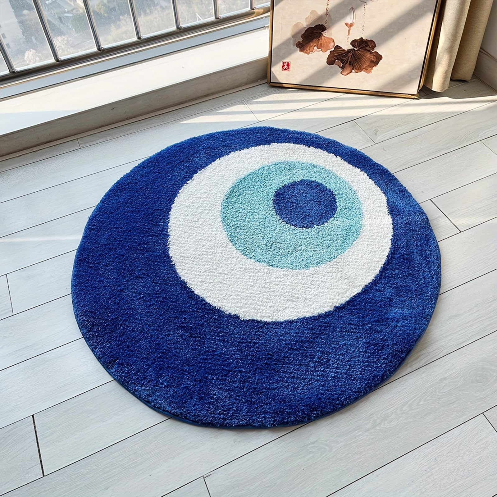 LAKEA Fluffy Evil Eye Circle Rug Carpet Plush Comfortable Handmade Bedroom Ultra Soft and Fluffy for Halloween (90x90cm 35.4inch)