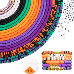 7200pcs halloween clay beads bracelet making kit, 10 orange purple black halloween beads for jewelry making, friendship bracelet kit halloween decorations party favors crafts gift for women adults