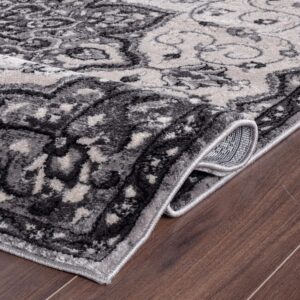 Rugshop Traditional Medallion High Traffic Living Room,Bedroom,Kitchen, Home Office Runner Rug 2' x 7' Gray