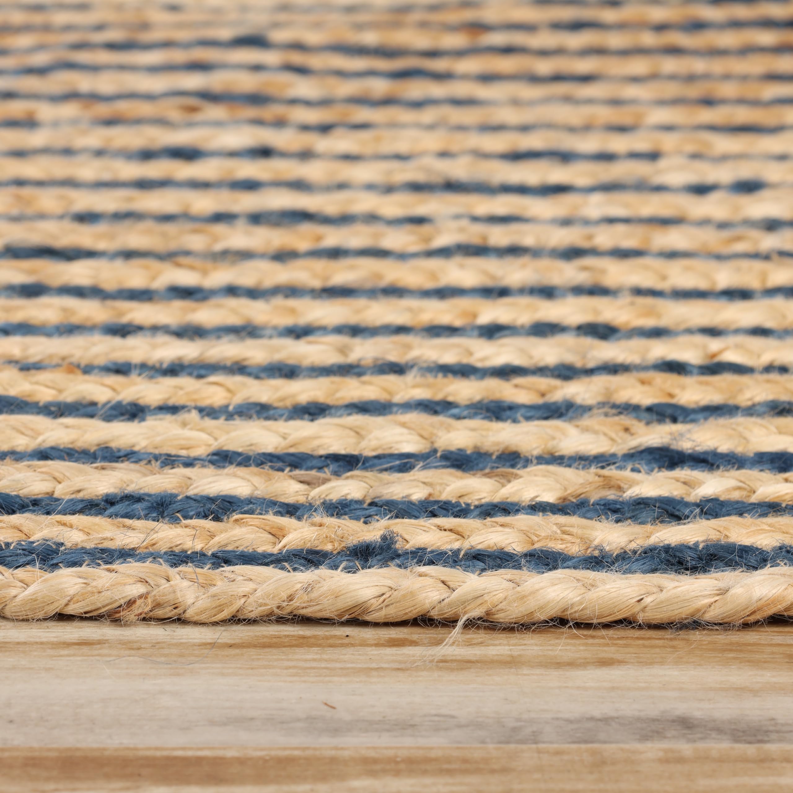 Superior Braided Dyed Jute Handwoven Indoor Area Rug, Jute Floor Decor for Entry, Kitchen, Living Room, Dining Room, Bedroom, Office, Apartment, Hand-Woven Modern Farmhouse Rugs, 2' x 3', Navy Blue