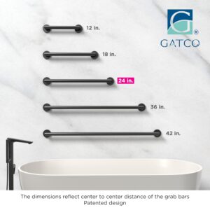 Gatco 964MX Glam 24" L Grab Bar, Matte Black/ADA Compliant Stainless Steel Safety Grab Bar for Bathroom