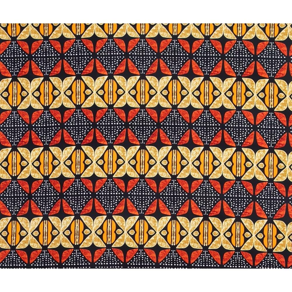 HollandaisWax African Fabric 5 Meters Ankara Print Polyester Kente Fabric for DIY Craft Party Dress 6604