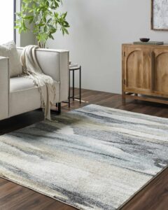 mark&day area rugs, 5x7 bennington modern aqua area rug, blue grey brown carpet for living room, bedroom or kitchen (5'3" x 7')