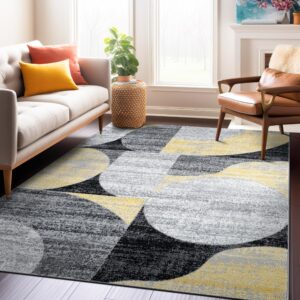 rugshop modern geometric design high traffic living room,bedroom,kitchen, home office area rug 5' x 7' yellow