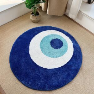 lakea fluffy evil eye circle rug carpet plush comfortable handmade bedroom ultra soft and fluffy for halloween (90x90cm 35.4inch)