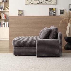 roomfitters Modern Luxury Sofa Couch for Living Room - Quality Corduroy Upholstery Sleeper Sofa Bed Daybed (Grey)