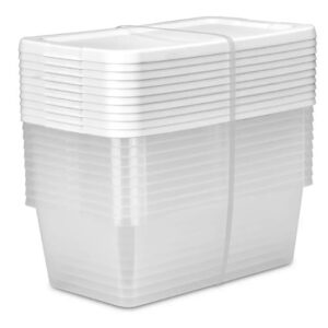 Sterilite Storage Boxes, 13.5L x 8W x 4.8H inches (34.3 x 20.3 x 12.2 cm), 6 QT, Clear with White Lid, Pack of 10