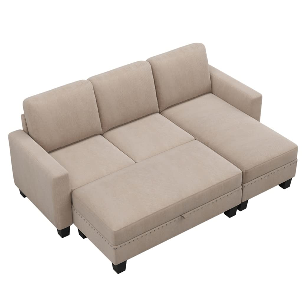 FANCUF 81" Reversible Sectional Couch with Storage Chaise L-Shaped Sofa Apartment Sectional Set 3 Pieces Sofa Set