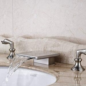 kitchen taps faucet deck mounted waterfall bathroom faucet double handles brushed nickel bath spout mixer tap