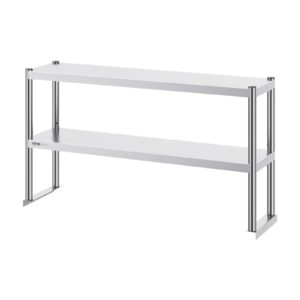 VEVOR Double Overshelf, Double Tier Stainless Steel Overshelf, 12 x 72 Inch Double Deck Overshelf, Height Adjustable Overshelf Prep Work Table for Kitchen, Restaurant and Workshop