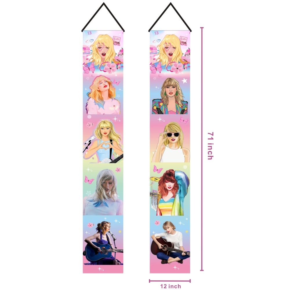 2Pcs Taylor Birthday Porch Sign Door Hanging Banner Birthday Party Supplies for Taylor Theme Wall Decorations