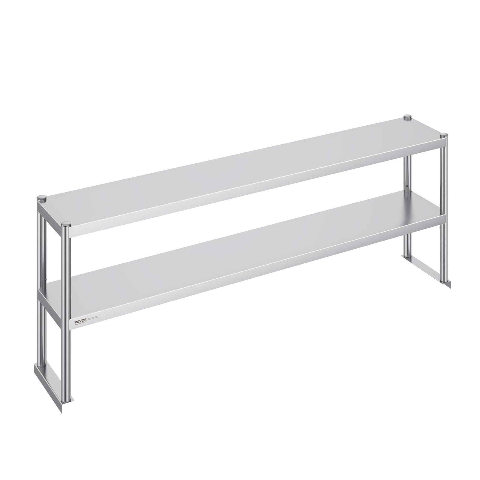 VEVOR Double Overshelf, Double Tier Stainless Steel Overshelf, 12 x 72 Inch Double Deck Overshelf, Height Adjustable Overshelf Prep Work Table for Kitchen, Restaurant and Workshop