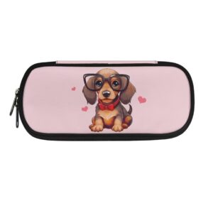 dulior puppy glasses bow blue pencil case big capacity pen pouch zipper stationary bag for college office organizer