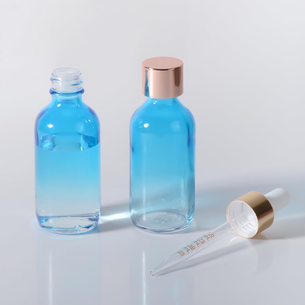 StellaCare 2P,2oz Dropper Bottle, Glass Bottle with Eyedropper, Small Glass Bottles with Lids Clear Glass Dropper