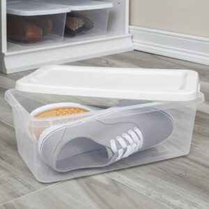 Sterilite Storage Boxes, 13.5L x 8W x 4.8H inches (34.3 x 20.3 x 12.2 cm), 6 QT, Clear with White Lid, Pack of 10