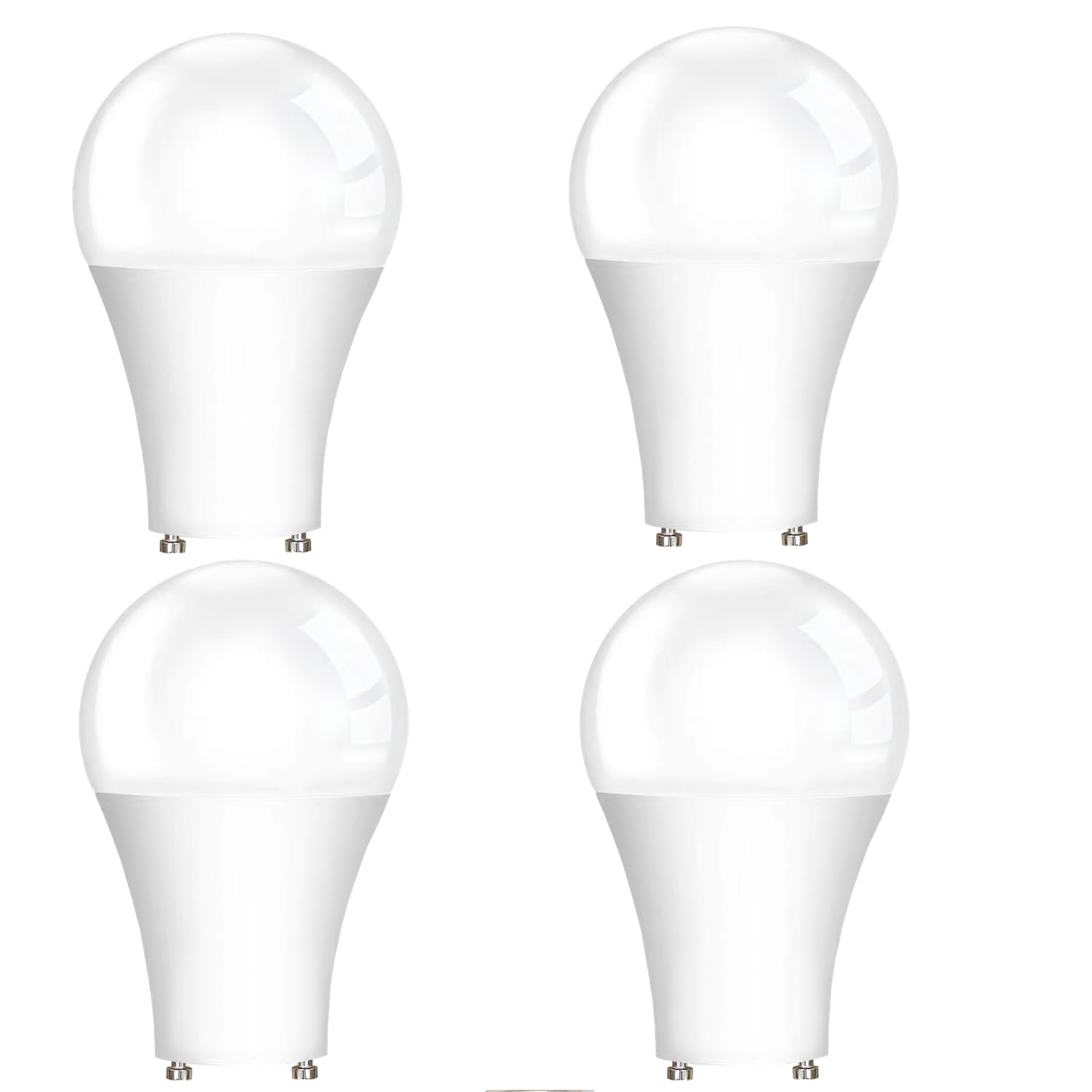 GU24 LED Light Bulb 100W Equivalent,9W 2 Prong Light Bulbs, 2700K Warm White 1,100 Lumens, A19 Shape Bulbs, GU24 Twist Lock Base Non-dimmable(4-Pack)