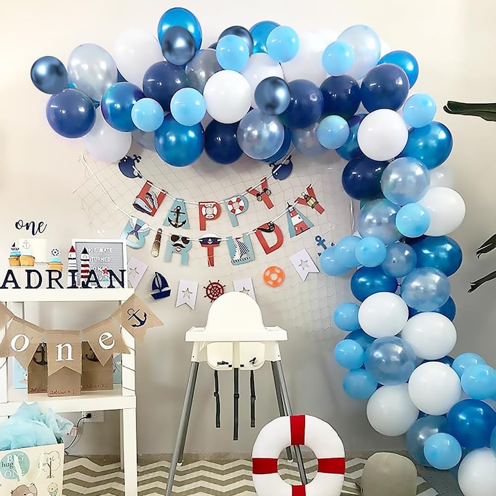 OHugs Blue Balloons Set of 65pcs Includes 12 Inch Navy Blue, Baby Blue, Metallic Blue, Pearl Blue Party Balloons for Birthday, Baby Shower, Engagement, Wedding, Gender Reveal, Party Decorations