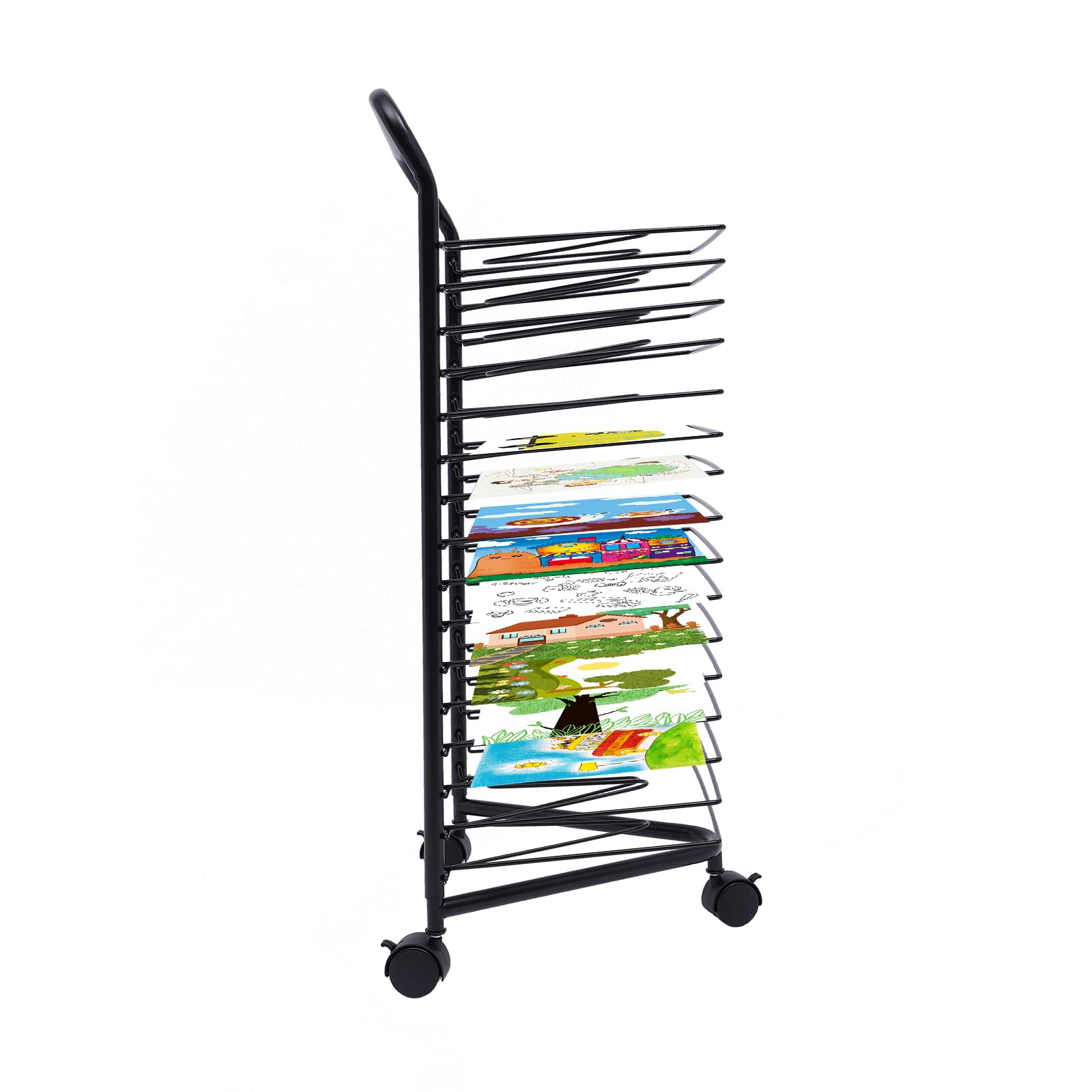 BuYouZaiLaa Art Drying Rack with Wheels for Classroom Painting Crafts 16 Shelves Metal Artwork Storage Display Rack