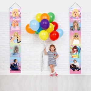 2Pcs Taylor Birthday Porch Sign Door Hanging Banner Birthday Party Supplies for Taylor Theme Wall Decorations