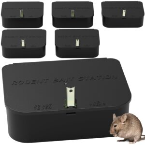 rat station box with 1 key, complete rodent solution keeps rats away, pet & child-safe, lock & key available, reusable & long-lasting, indoor & outdoor, 6 pack