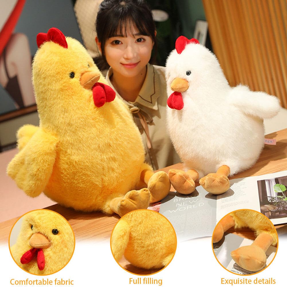 Yuthsona Chicken Stuffed Animal Plush Chicken Pillow Toys Hen Stuffed Farm Animal Plush Doll Soft Chicken Plush Sleeping Pillow Gifts for Kids Birthday Decoration