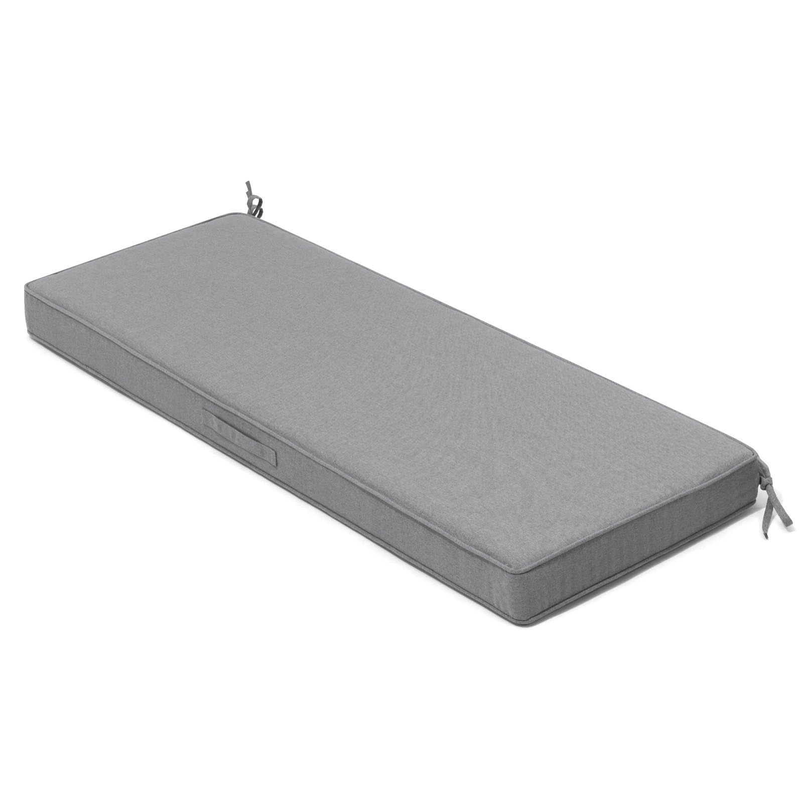 Crestlive Products Outdoor Bench Cushion 48x18 Inches, Patio Furniture Pads with Ties Water Resistant Fabric Durable Thicken Memory Foam for Loveseat Couch Porch Swing, Light Gray