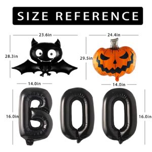 BACOKEY 7Pcs Halloween Balloons, Halloween Boo Bat Pumpkin Foil Mylar Balloons for Halloween Party Decorations