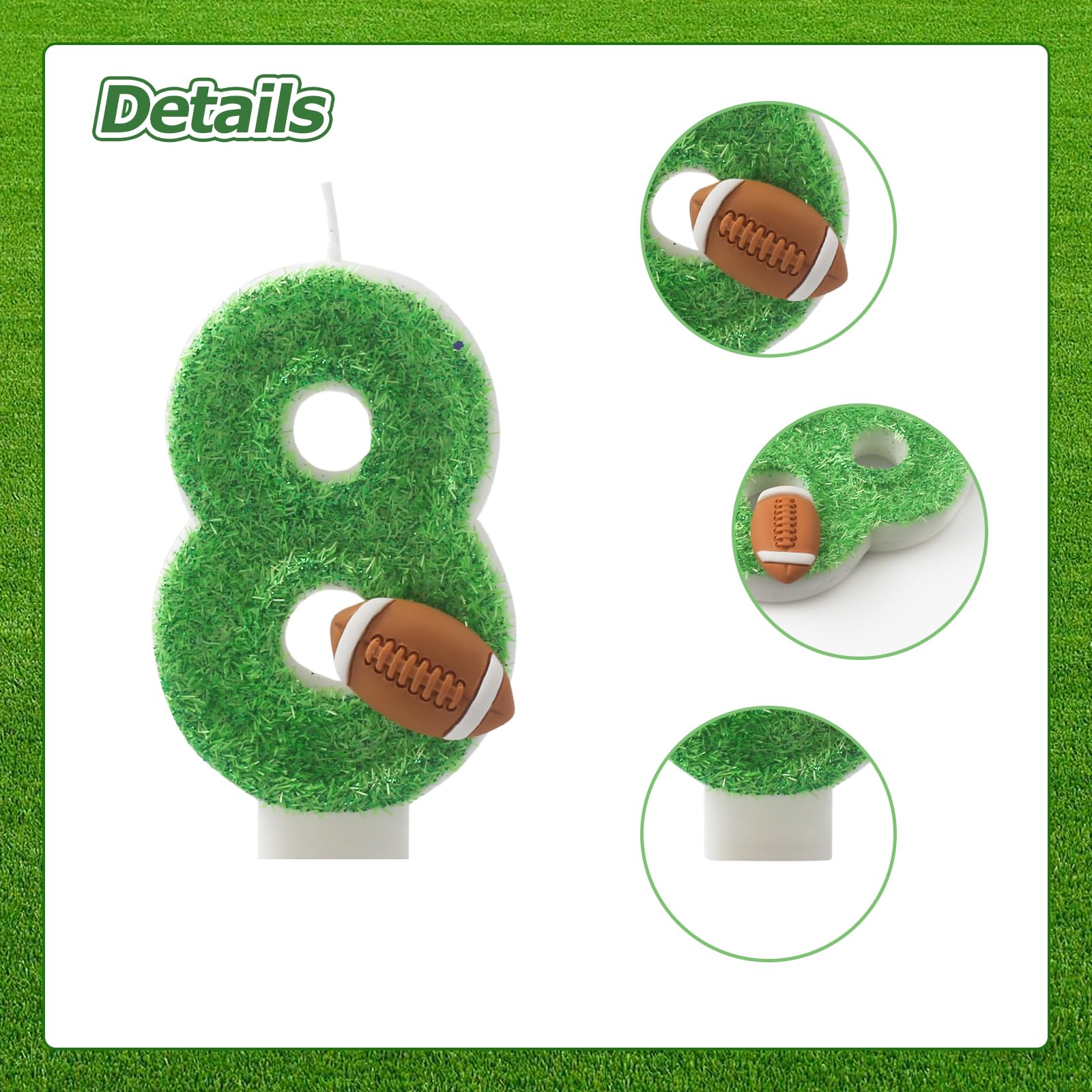 Birthday Number 1 Candles,1st Green Football Birthday Candles for Cake,Number 1 Candle Cake Topper for Anniversary Celebrations Supplies (Number 1)