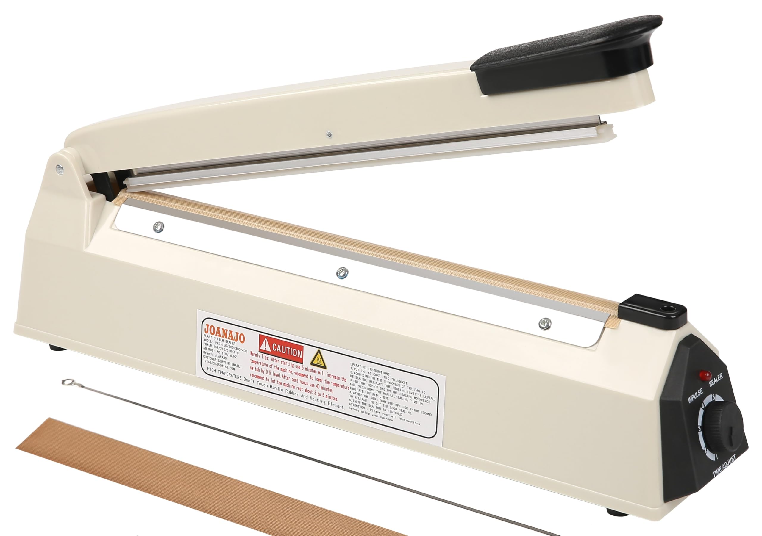 Impulse Sealer 12 inch Manual Heat Sealer Machine with Adjustable Heating Mode, ABS Shrink Wrap Bag Sealers for Plastic PE PP Bags, Portable Poly Bag Sealing Machine with Extra Replace Kit(Ivory)