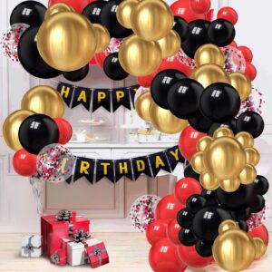 Red Black Gold Balloon Garland Arch Kit,128pcs Red Black Gold Confetti Balloon Arch Kit for Birthday Graduation New Year Wedding Anniversary Baby Shower Casino Theme Christmas Party Decorations