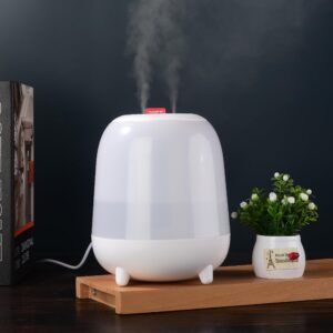 humidifiers for bedroom with nightlight, ultrasonic cool mist humidifier top fill, quiet baby air humidifier with night light 5 colors, single/double hole spray, auto shut-off, 1.5l(white)