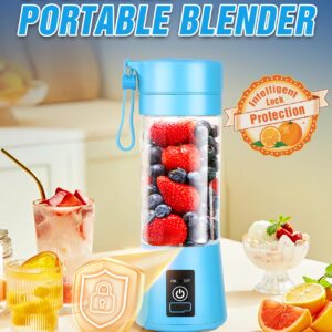 Portable Blender for Shakes and Smoothies,6 Blades Juicer Cup for USB Rechargeable,Personal Blender with One Touche Operation,Blender Shake Smoothie for Kitchen,Travel and Sport, Blue7