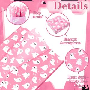 100 Sheets Pink Ghost and Boo Tissue Paper, 20 x 14in Halloween Pink Ghost Print Wrapping Tissue Cute Ghost Art Decorative Tissue for Happy Boo Day Girls Baby Shower Birthday Party Supplies