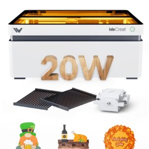 WECREAT Laser Engraver with Air Assist, 20W(20,000mW) Desktop Diode Laser Engraver and Cutter with Auto-Lifting Enclosure for Wood Acrylic Metal Leather DIY