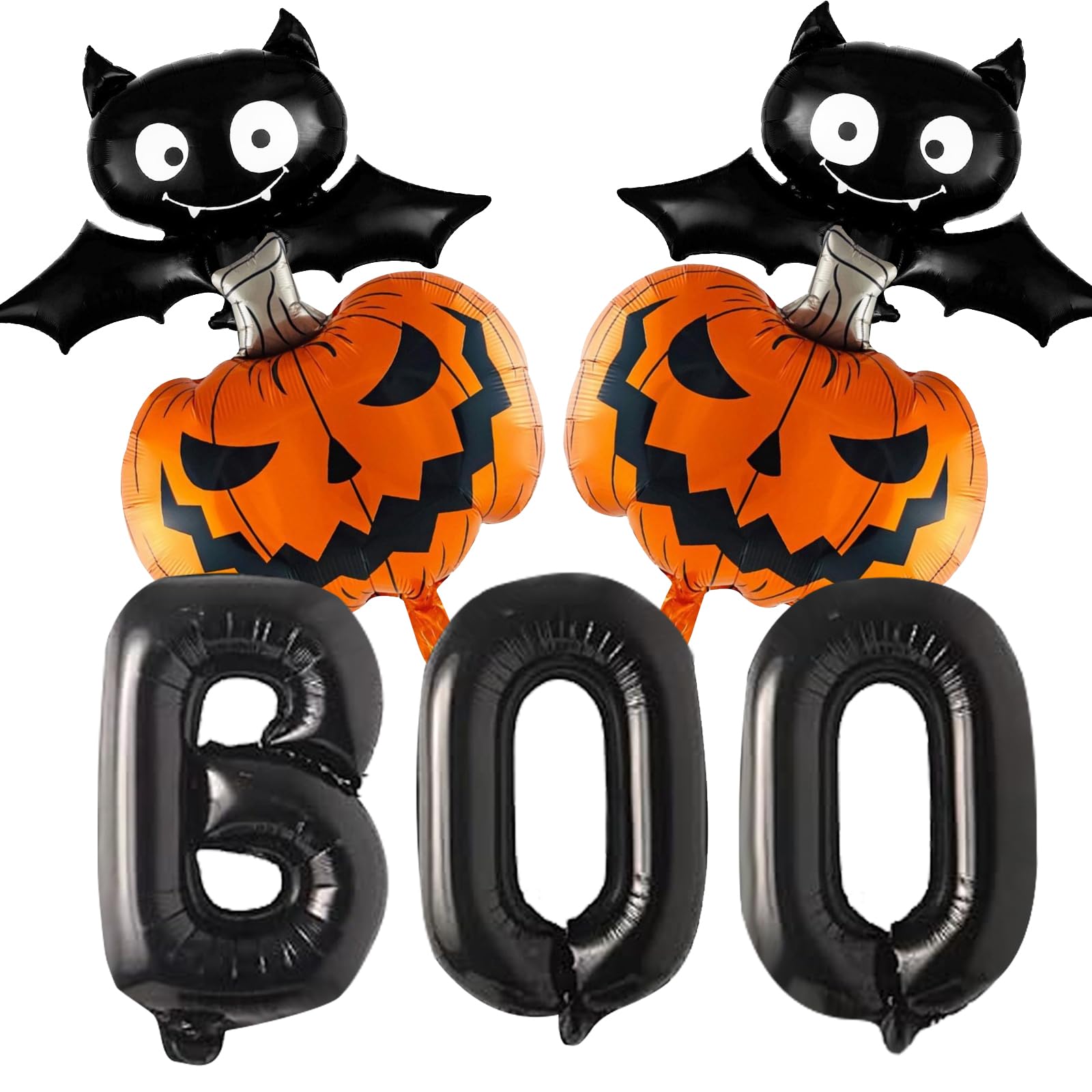 BACOKEY 7Pcs Halloween Balloons, Halloween Boo Bat Pumpkin Foil Mylar Balloons for Halloween Party Decorations