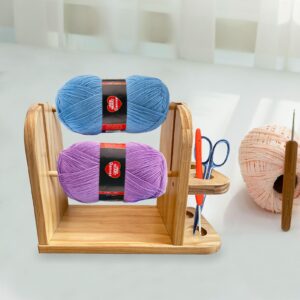 Viredelo Yarn Holder Dispenser for Crocheting,Crochet Yarn Holder,Twizzter Portable Yarn Holder,Yarn Ball Holder Double Revolving for Crochet Knitting,Handmade Wood Yarn Dispenser