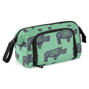 fisyme rhino rhinoceros green pencil case large capacity pencil pouch pen bags box big makeup pencil case organizer