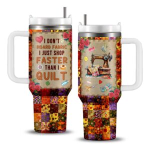 cgmibas 40oz sewing tumbler with lid and straw, quilting crochet lover gifts for women mom grandma sewing cup, quilting tumblers for quilters, quilting sewing coffee mug, sewing lovers birthday gifts