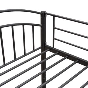 Metal Bunk Bed Frame for Kids, Twin Over Twin with headboard and Footboard (Black)