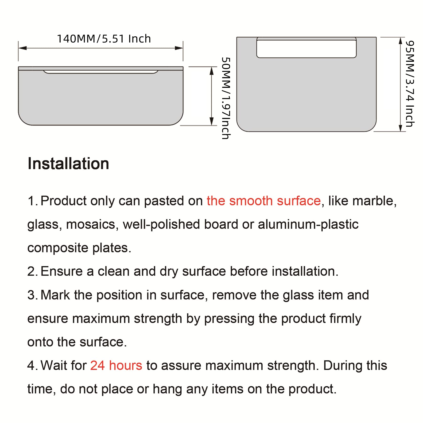 Frafuo Self Adhesive Shelfs 5.5 Inch-3M VHB Stick on Shelf(Super Adhesive)-Minimalist Design SUS 316 Laser Cutting Mini Shelf for Wall -3M Shelf Max Bearing 10LB in Adhesive Floating Shelves No Drill